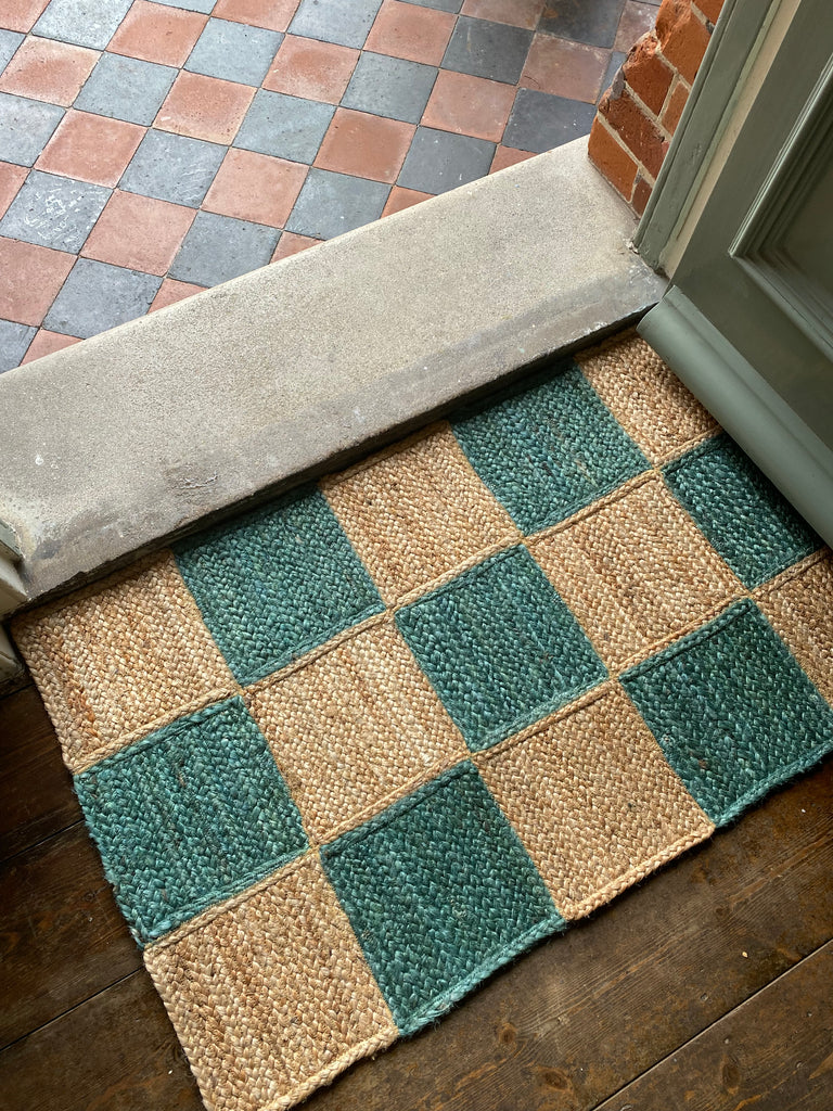 Green Checked Jute Doormat – Sunday and Story Ltd