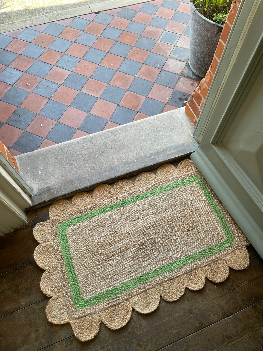 Thick Stripe Apple Green Scalloped Doormat – Sunday and Story Ltd